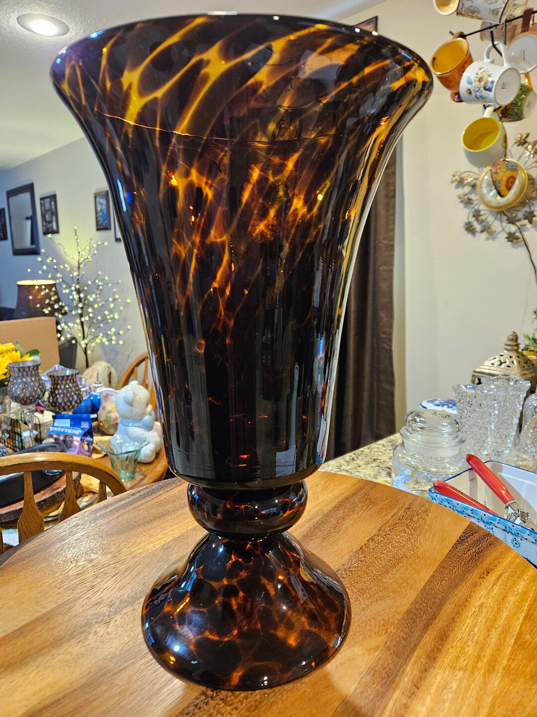 Vintage Tortise Shell Trumpet Vase - Etsy