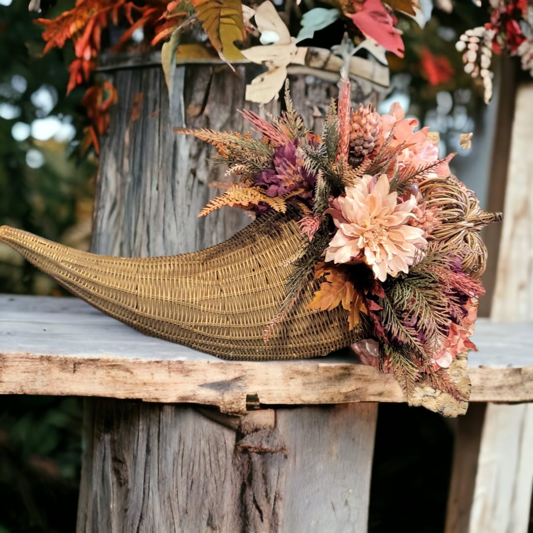 Cornucopia Thanksgiving Fall Centerpiece Mauve - Etsy
