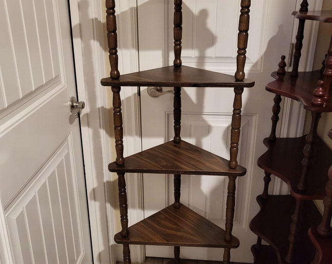 Vintage 5 Tier Corner Shelf Dark Wood - Etsy