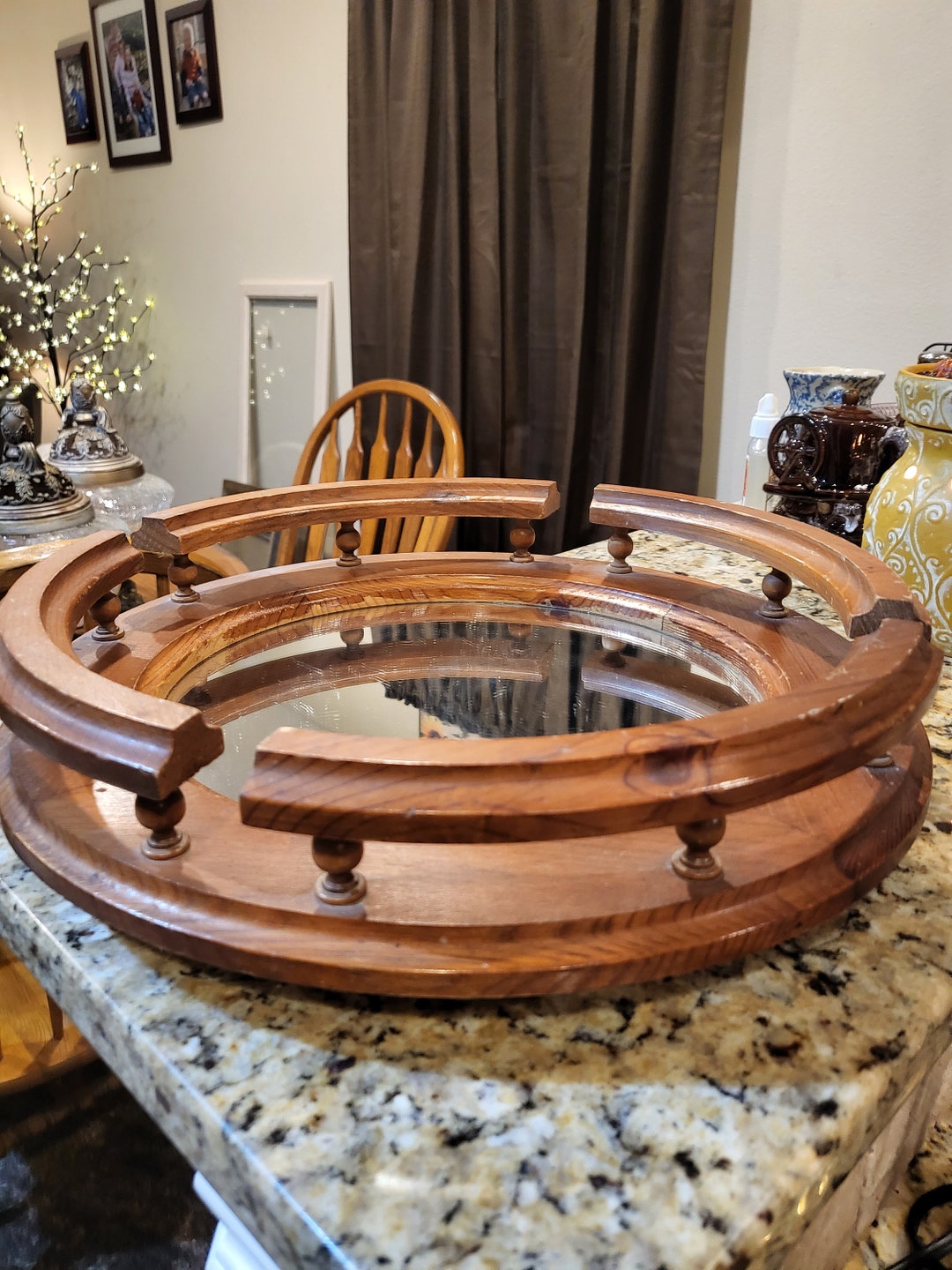 Vintage Mirrored Wood Lazy Susan - Etsy