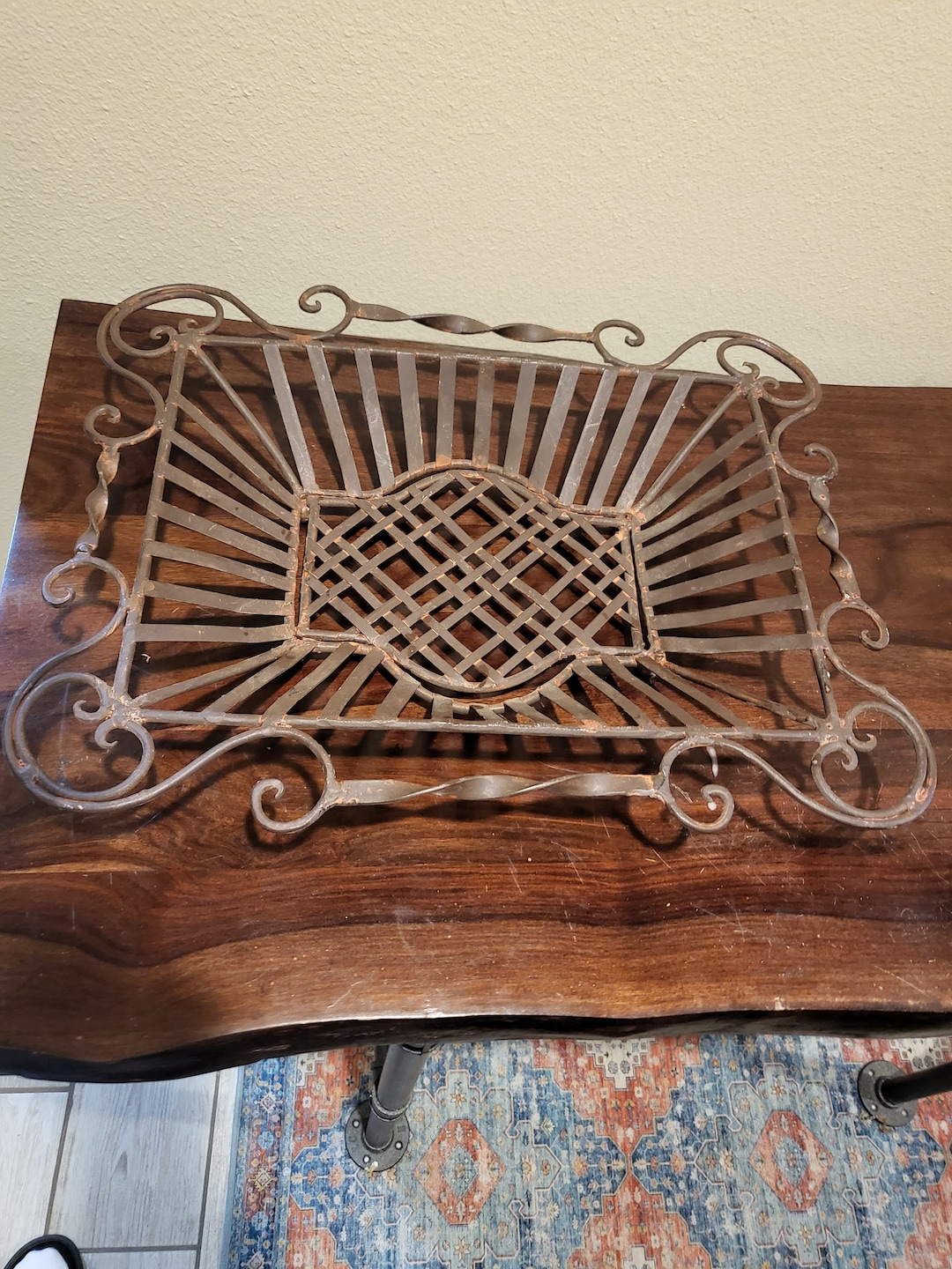 Vintage Ornate Cast Iron Tray - Etsy