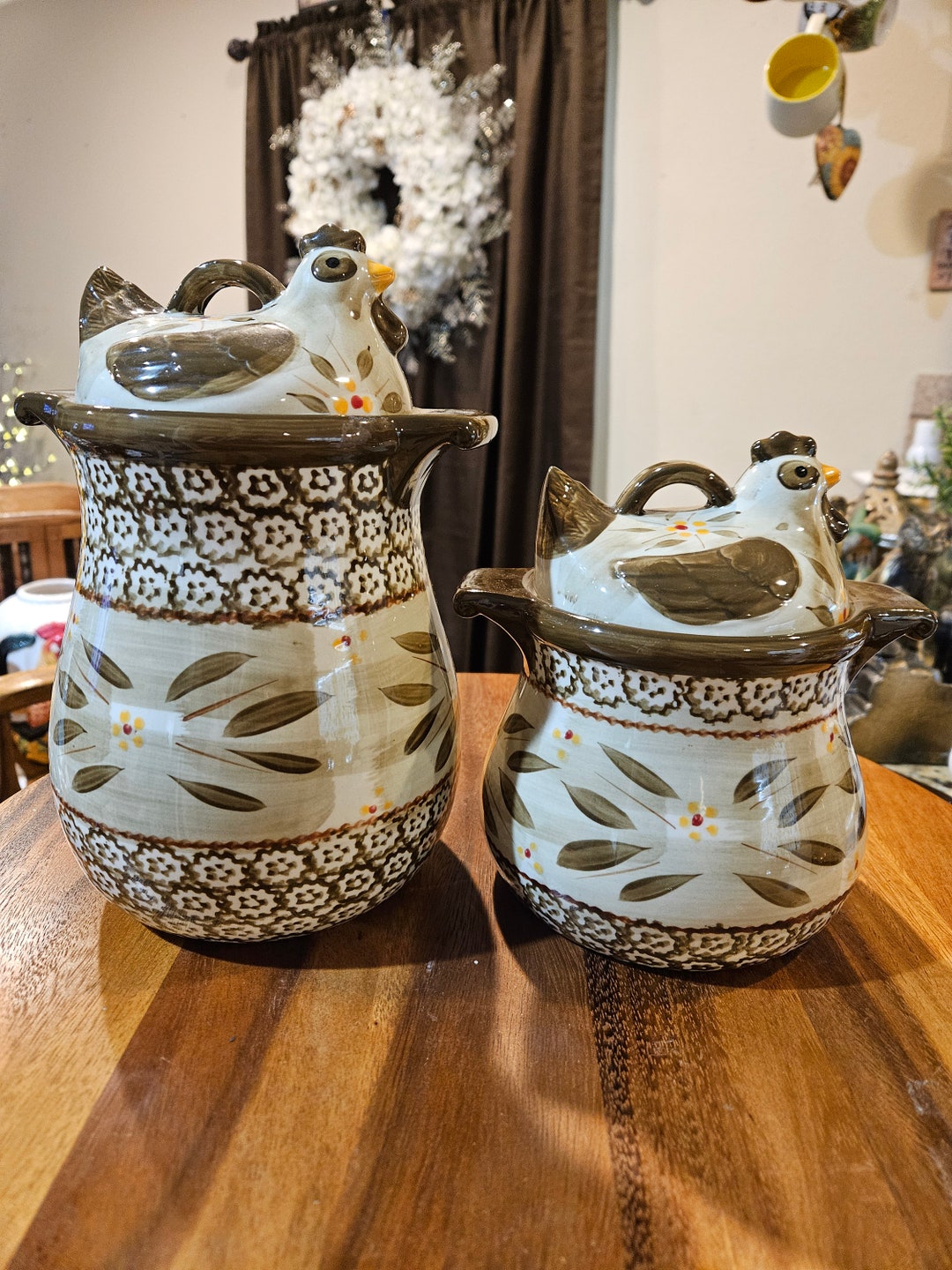 Pair of Temp-tations Old World Chicken/hen Canisters - Etsy
