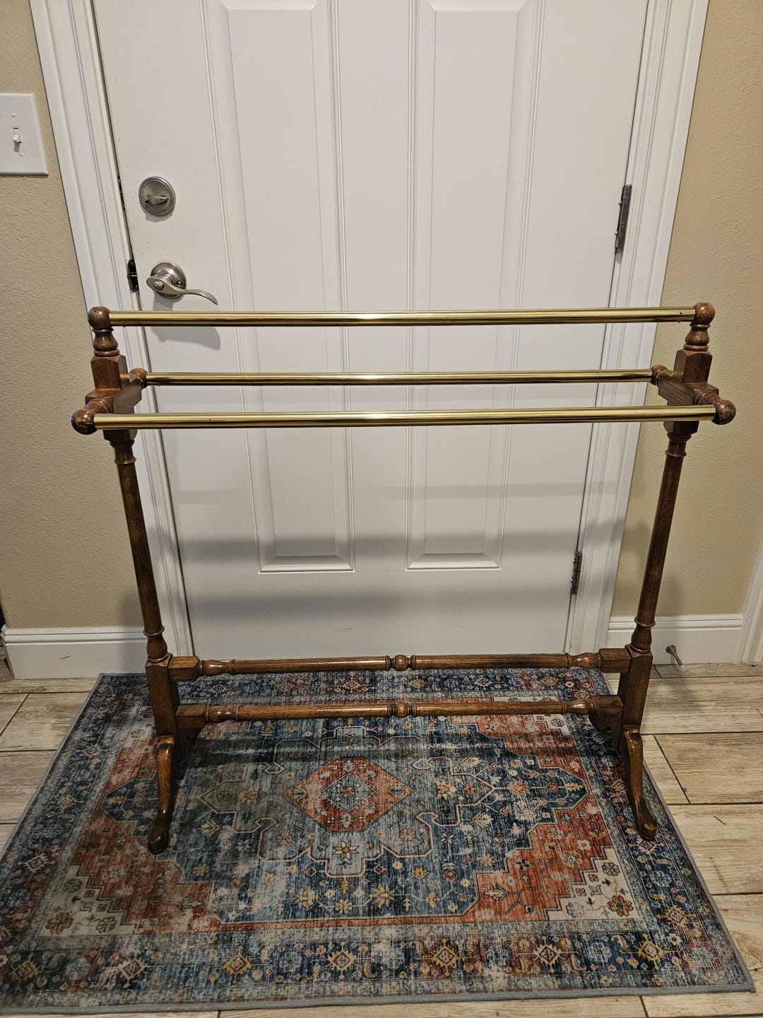 Vintage Oak and Brass Quilt Rack - Etsy