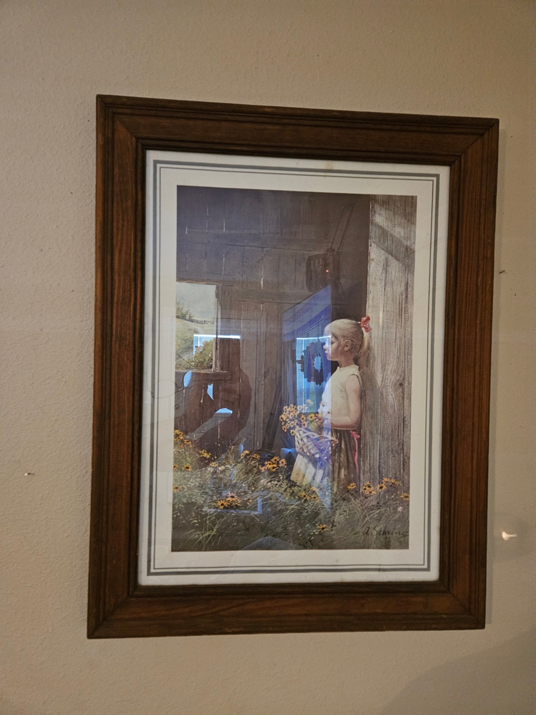 Vintage Adolph A Sehring Summer Daydream Litho Print Wood Framed Art ...