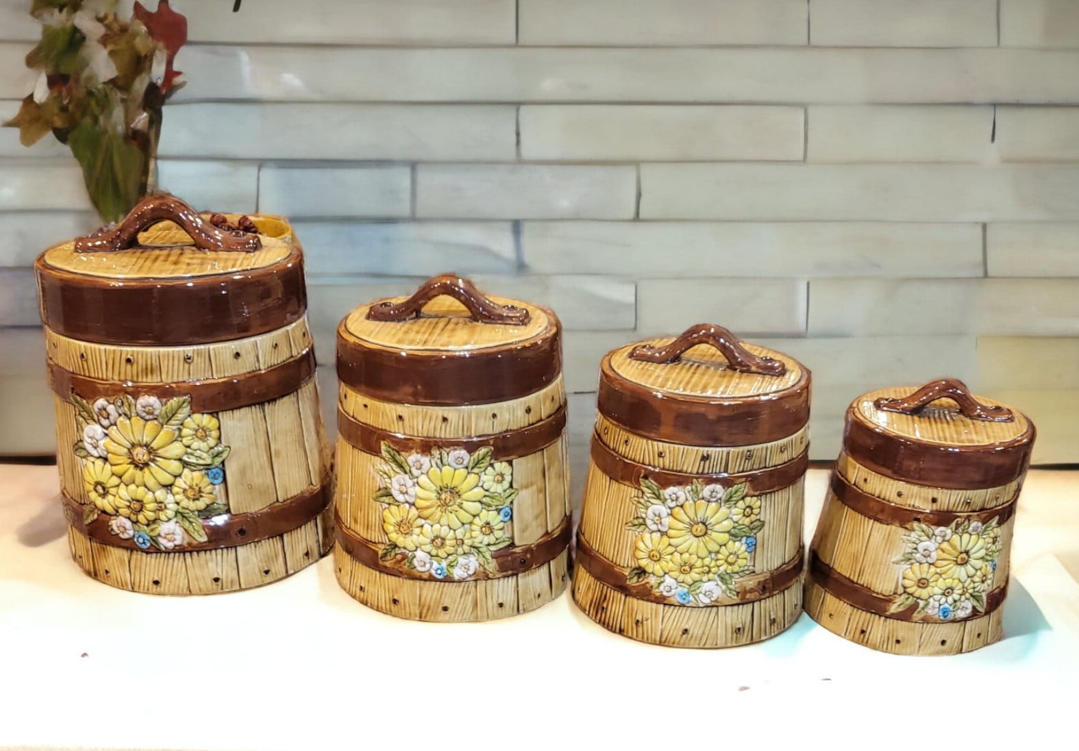 Vintage Sunflower Canister Set - Etsy