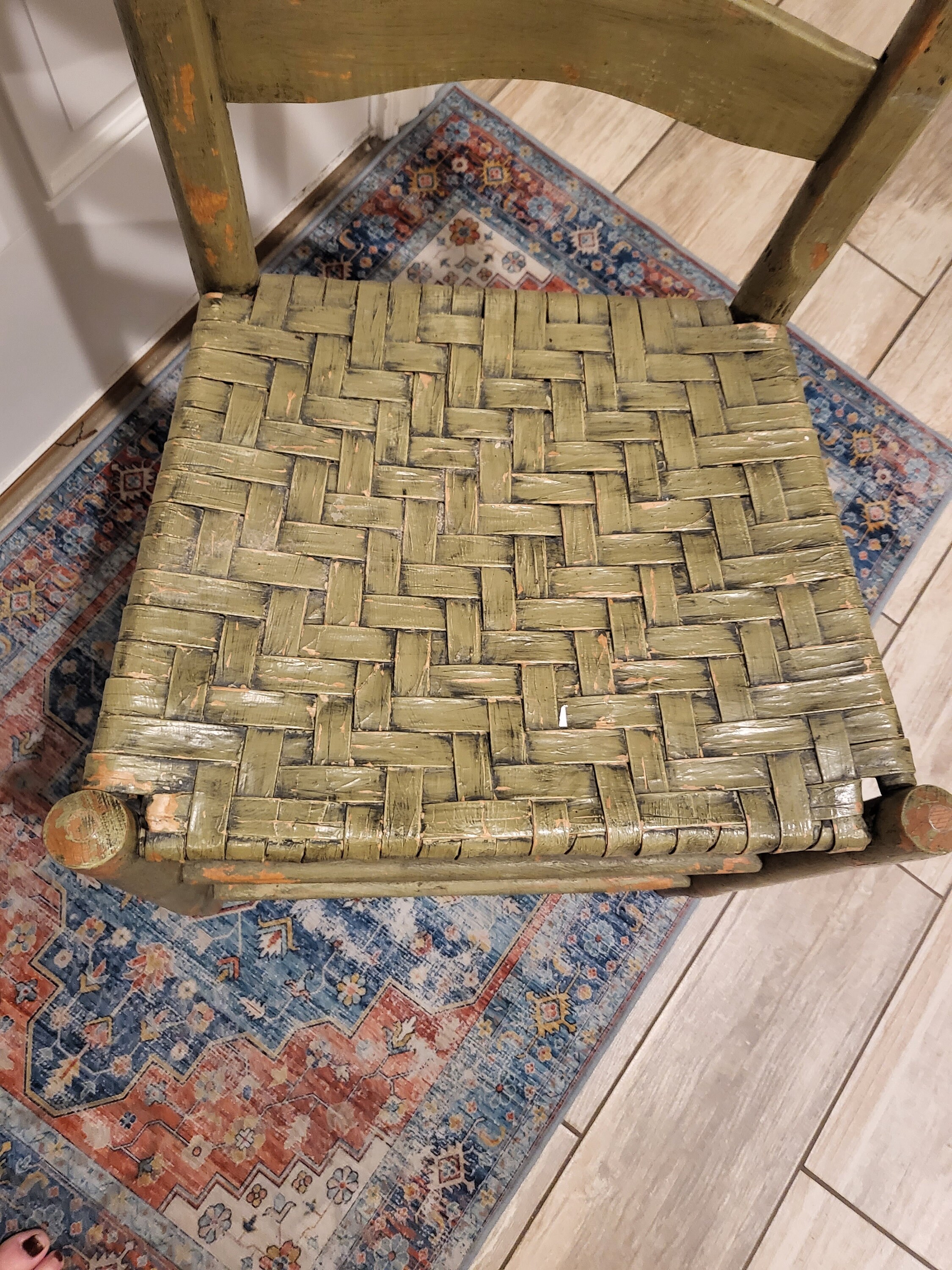 Antique Ladder Back Woven Seat Chair - Etsy