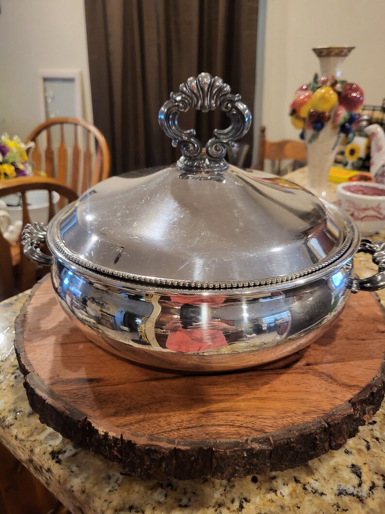 Vintage Silver Plated Round Serving Dish - Etsy