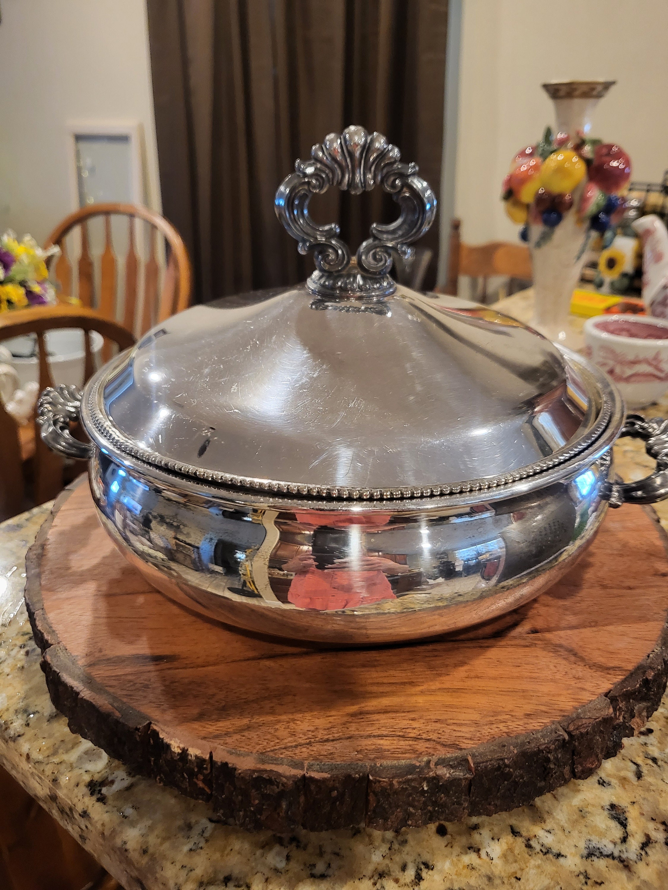 Vintage Silver Plated Round Serving Dish - Etsy