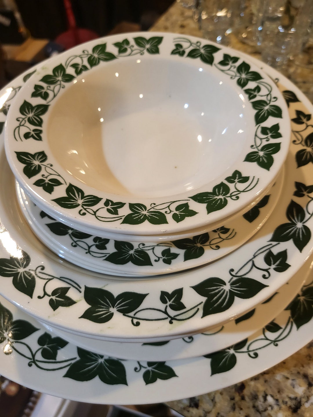 10 Pc Set Homer Laughlin Green Ivy Dinnerware - Etsy