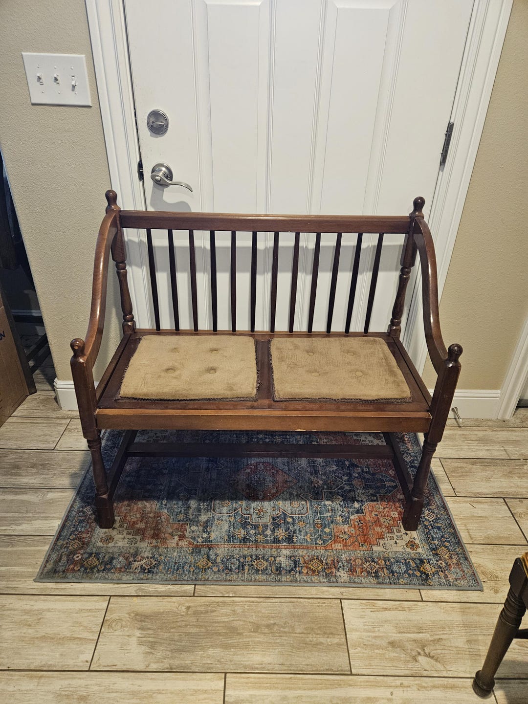 Vintage Entryway Bench W/2 Cushions - Etsy