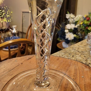 Vintage Stuart Ariel Air Twist Stem Coupe Shaped Clear Crystal Compote ...