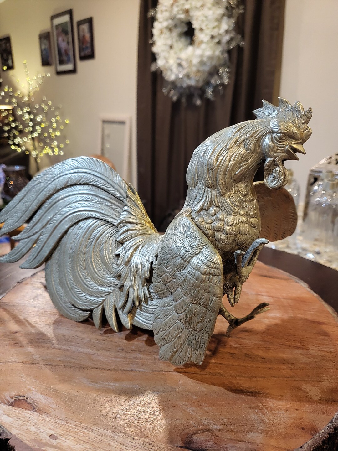 Vintage Solid Brass Fighting Rooster - Etsy