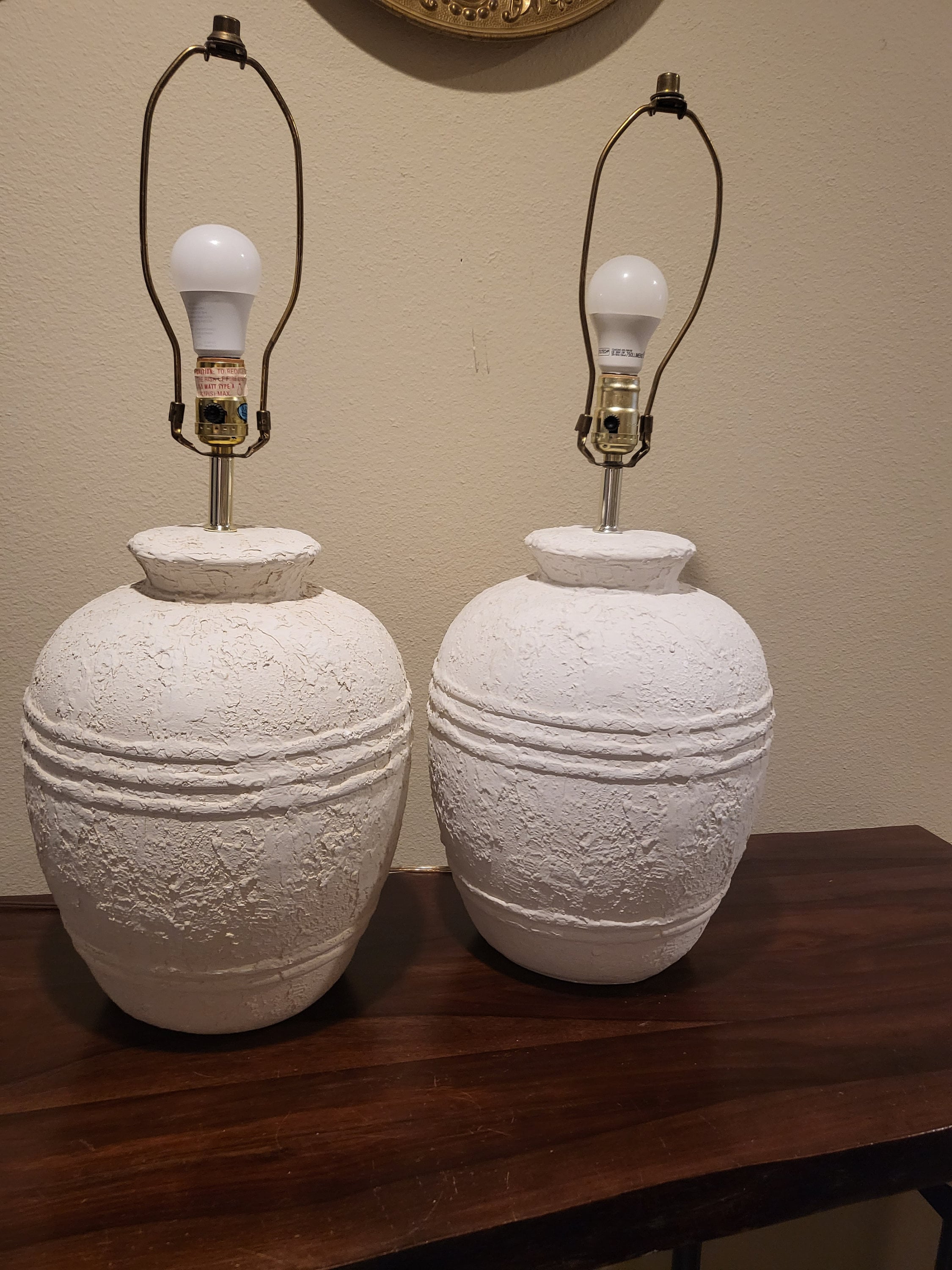 Pair of Ivory Plaster Alsy Lamps - Etsy