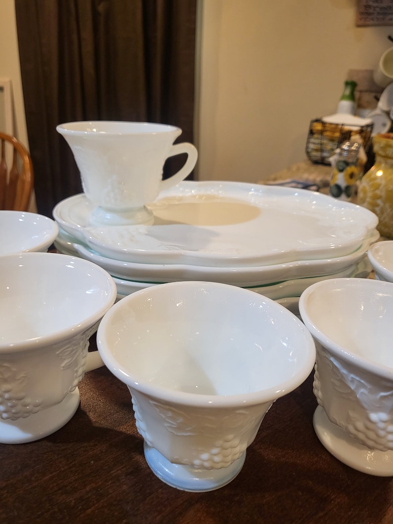 1950s Milk Glass Snack Sets - Etsy