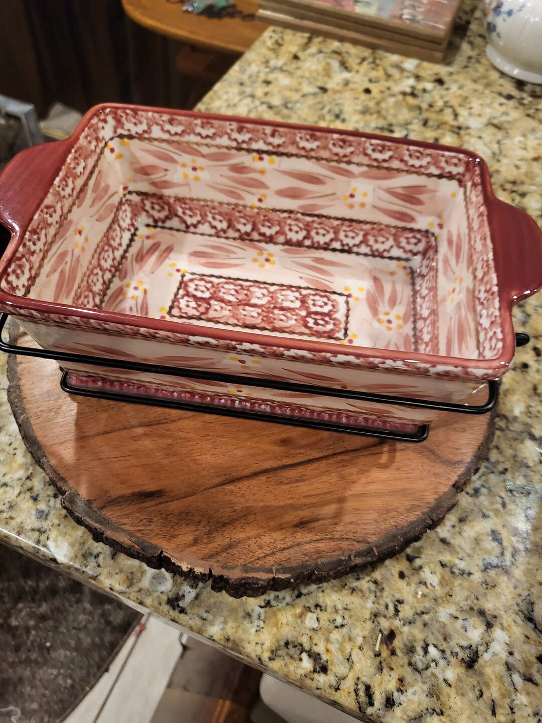 Temp Tations Old World Pattern Cranberry 1.5 Qt. Baker With Rack - Etsy