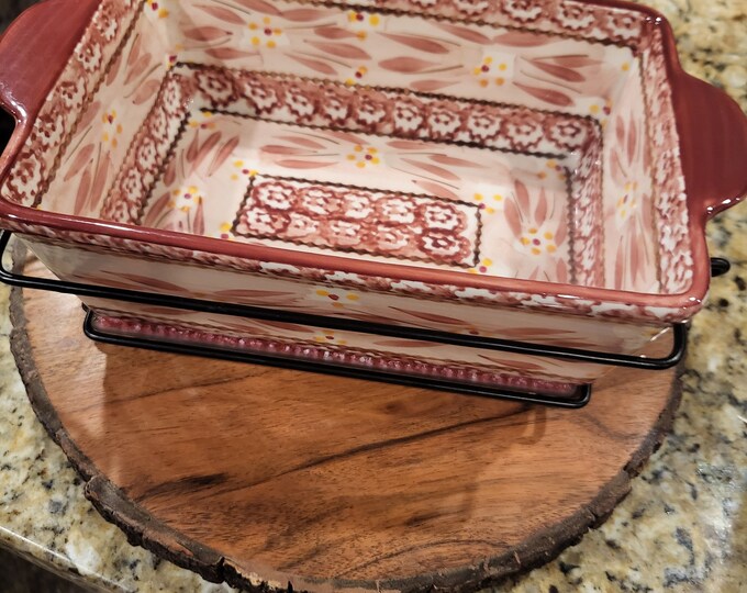 Temp Tations Old World Pattern Cranberry 1.5 Qt. Baker With Rack - Etsy