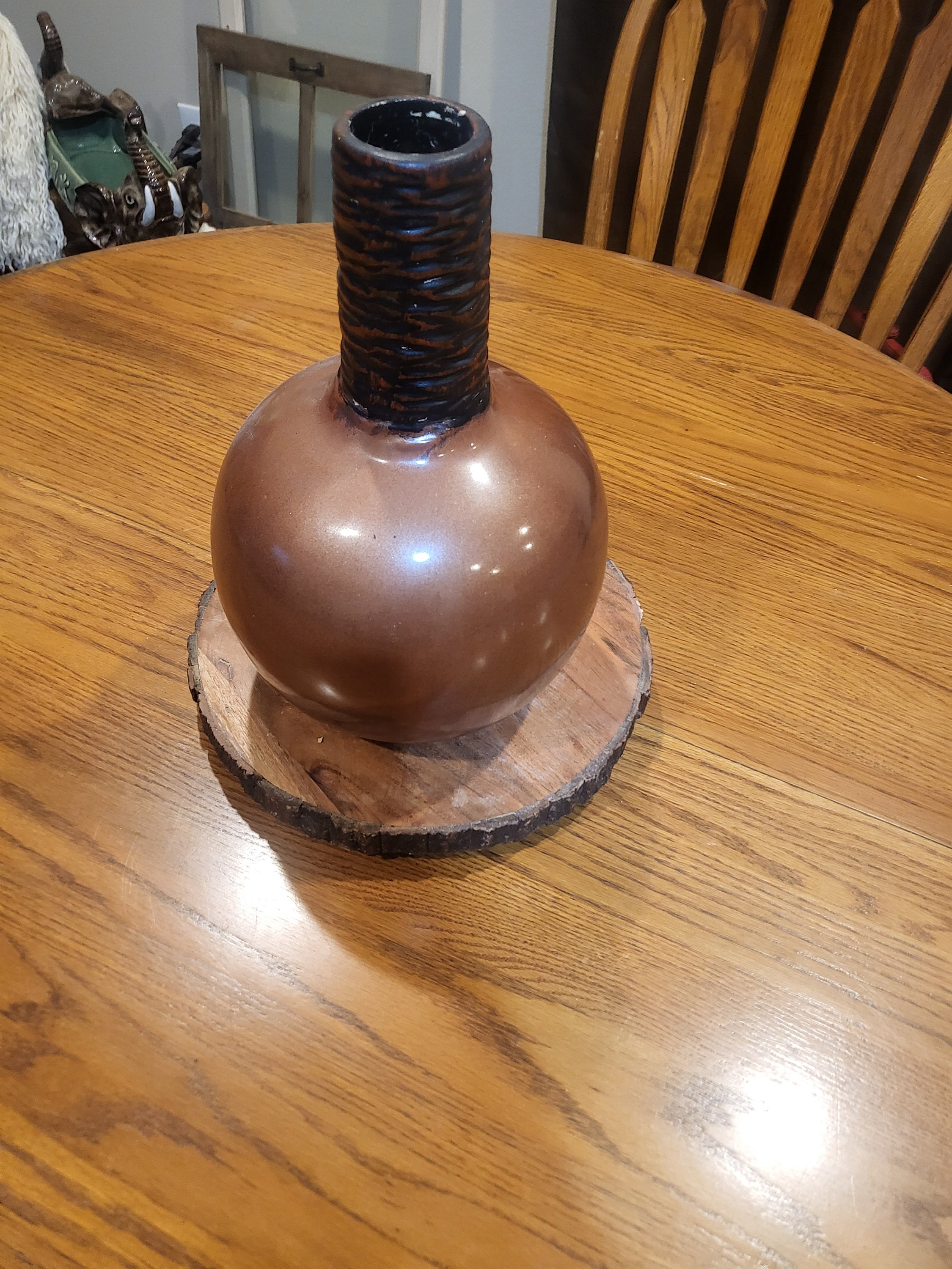 Large Vintage Shimmery/sparkly Rust and Black Glazed Pottery Vase - Etsy