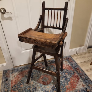 Antique Wood High Chair - Etsy