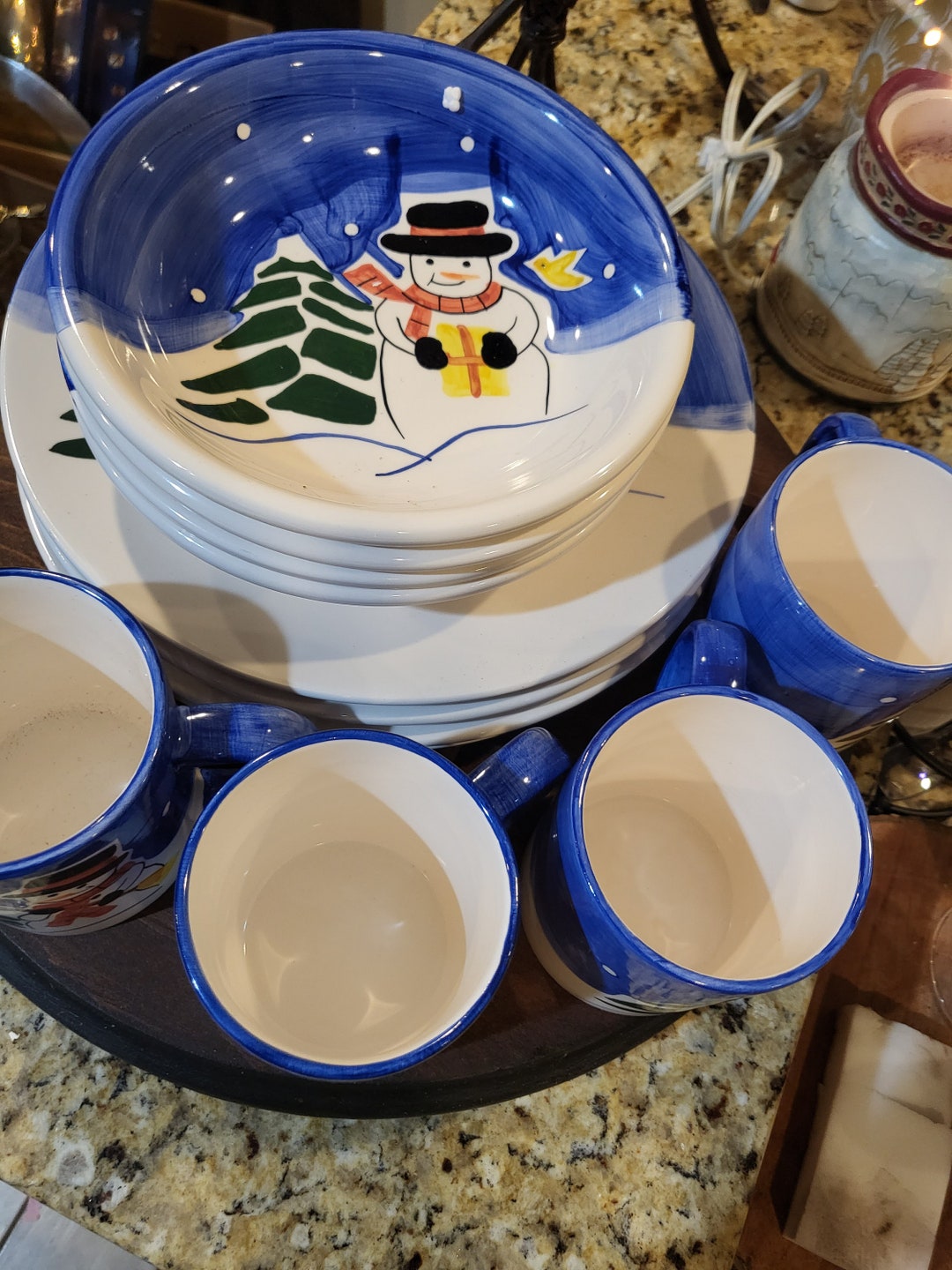 Vintage Winter Snowman Dinnerware - Etsy