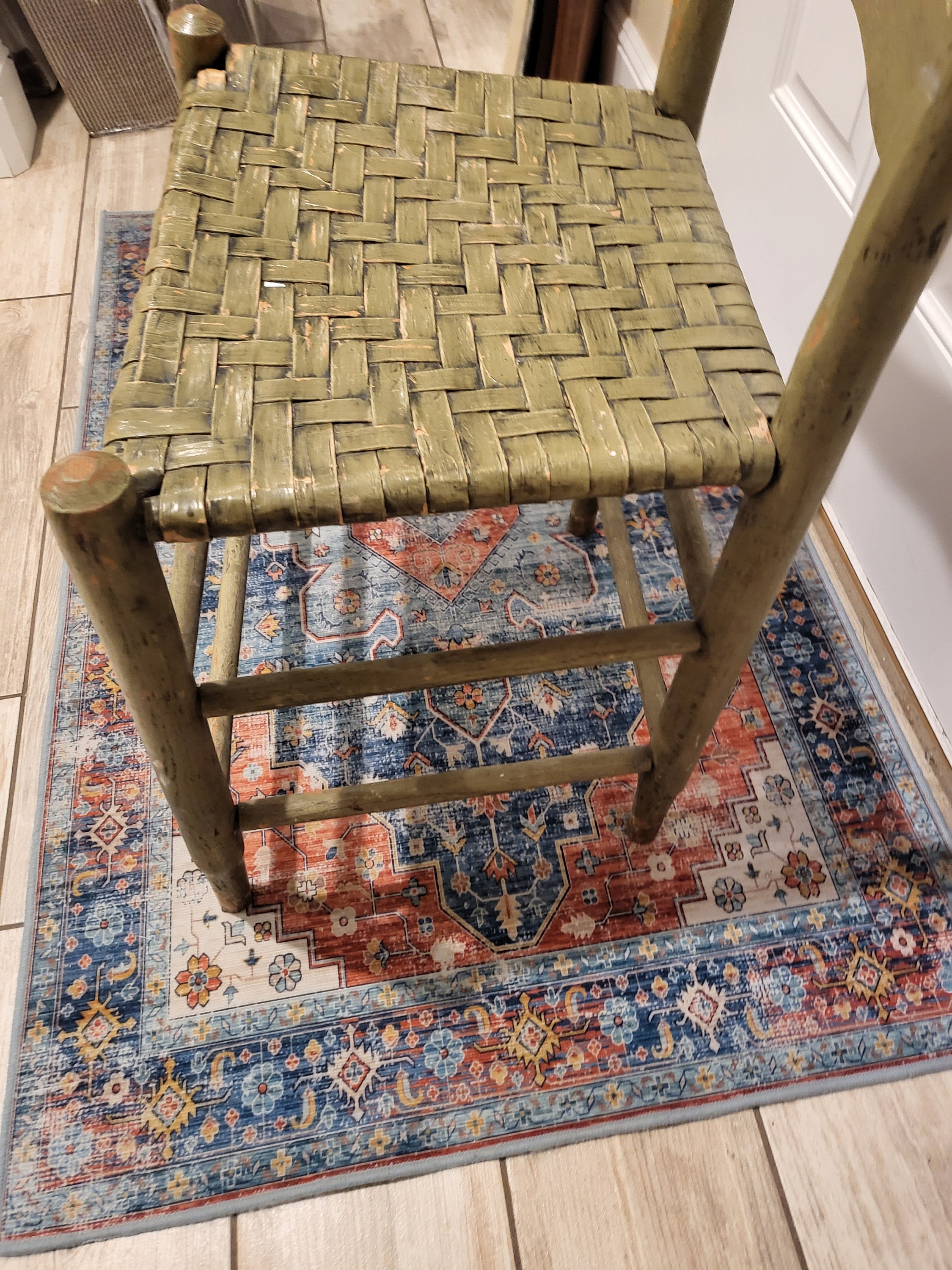 Antique Ladder Back Woven Seat Chair - Etsy