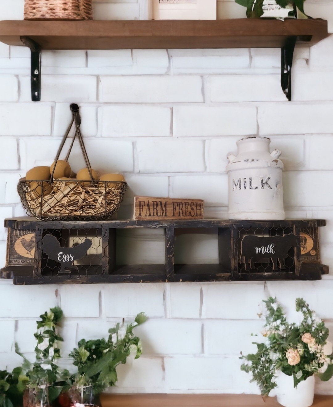 Farmhouse Wall Shelf With Additional Decor - Etsy