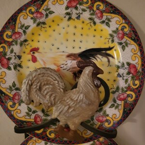 Vintage Cast Iron Chicken Hanging Plate Holder and 3 American Atlier ...
