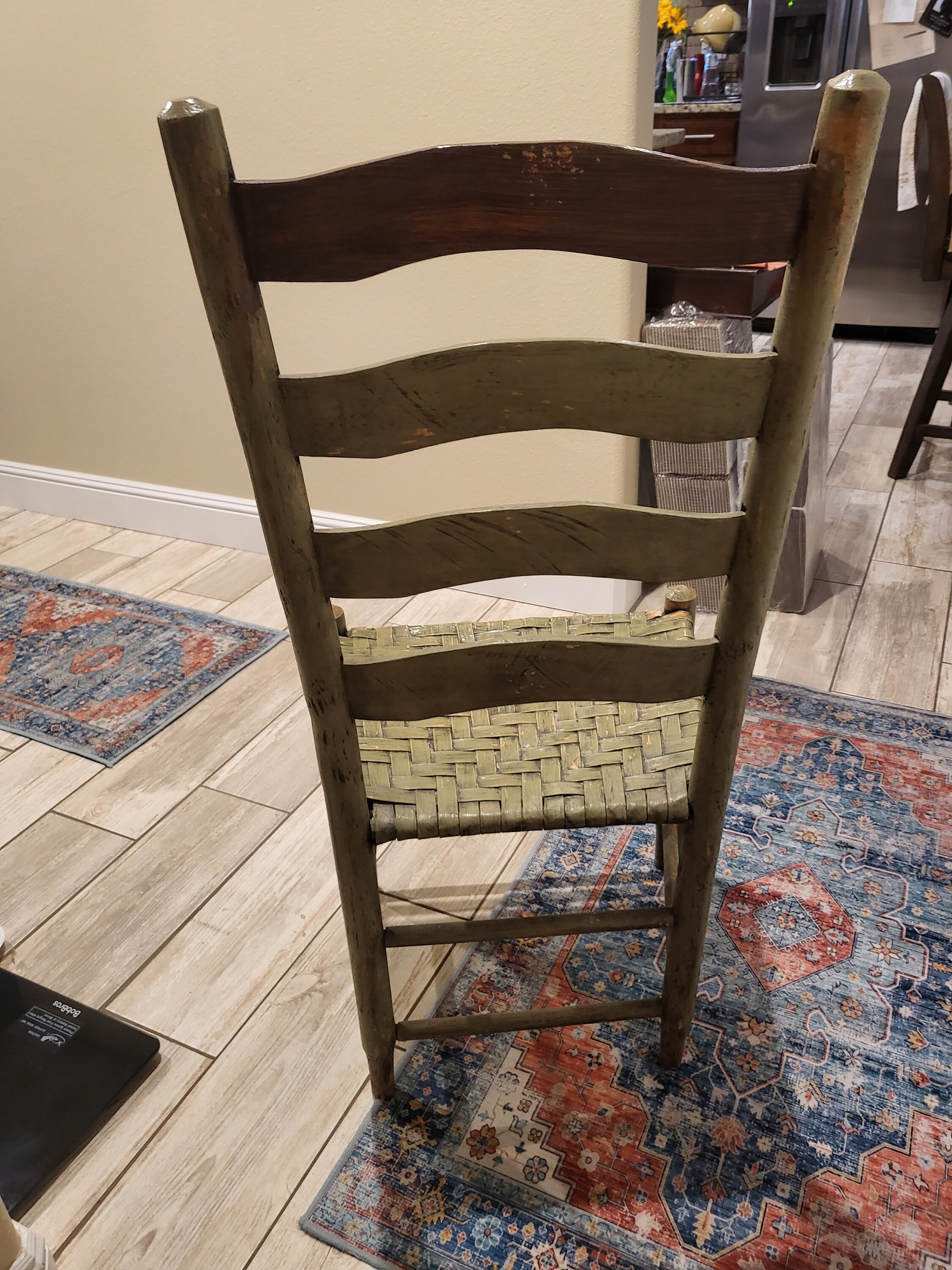 Antique Ladder Back Woven Seat Chair - Etsy