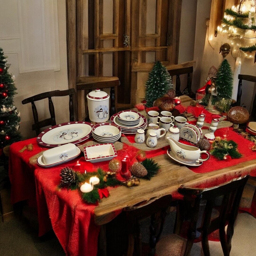 32 Pc Royal Seasons Christmas/winter Dinnerware Set - Etsy