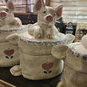 Vintage Handmade Piggy in Flour Sack Canister Set - Etsy