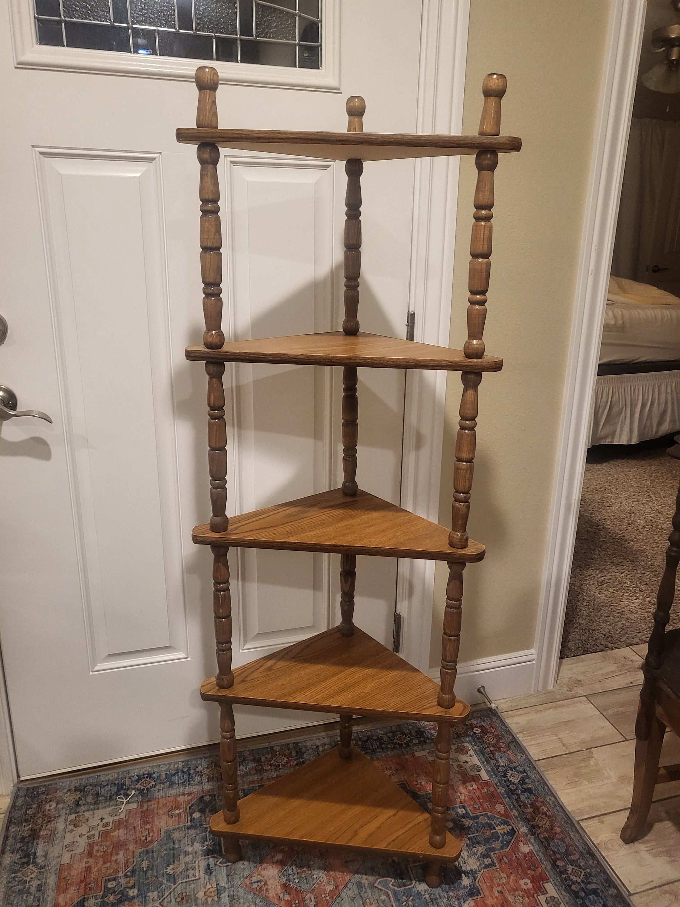 Antique wooden corner shelf store
