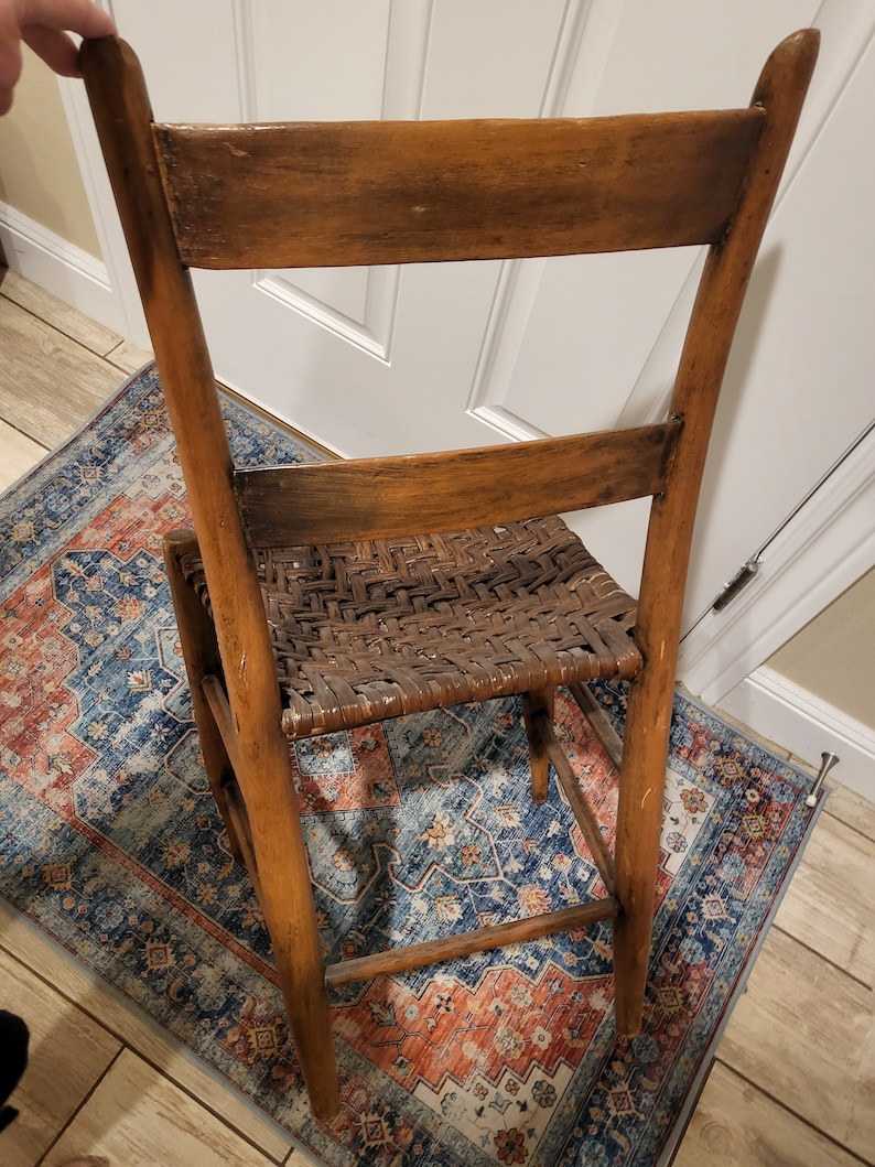 Antique Ladder Back Weaved Seat Chair - Etsy