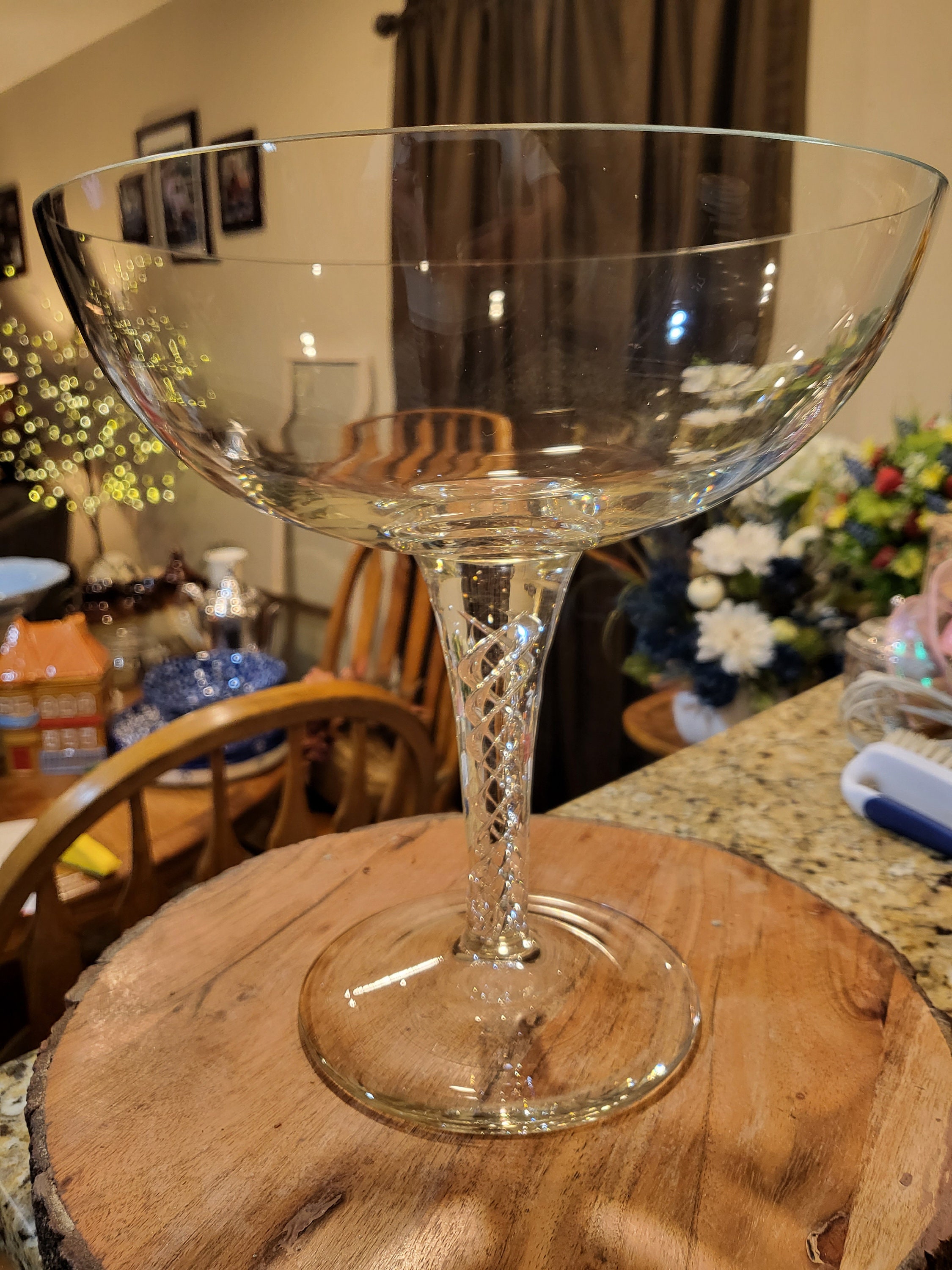 Vintage Stuart Ariel Air Twist Stem Coupe Shaped Clear Crystal Compote ...