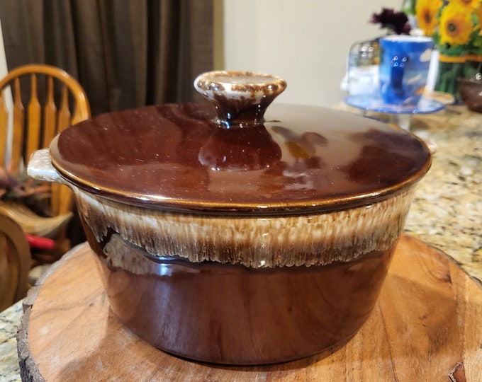 Vintage Brown Drip Glaze Bean Pot - Etsy
