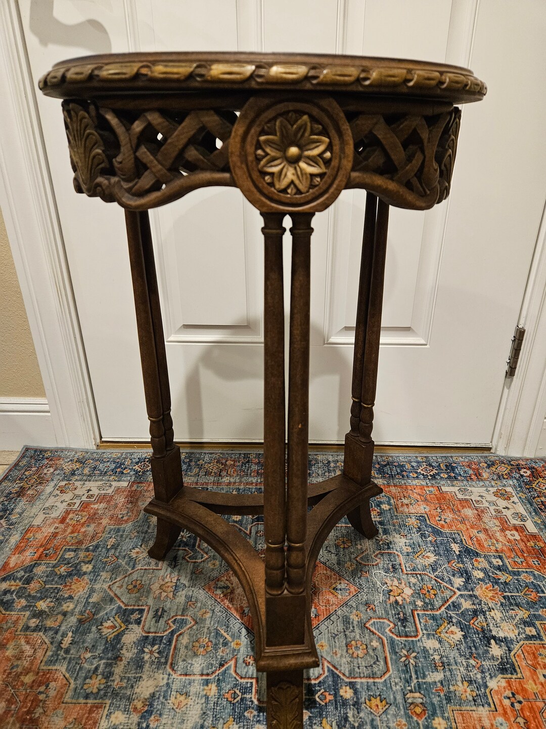 Vintage Wood Carved Ornate Round Console Table Made in South Africa - Etsy
