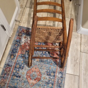 Antique Ladder Back Woven Seat Rocking Chair - Etsy