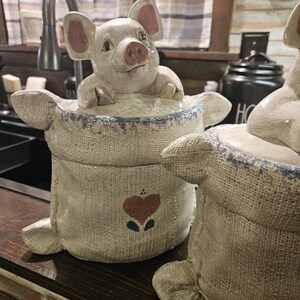 Vintage Handmade Piggy in Flour Sack Canister Set - Etsy
