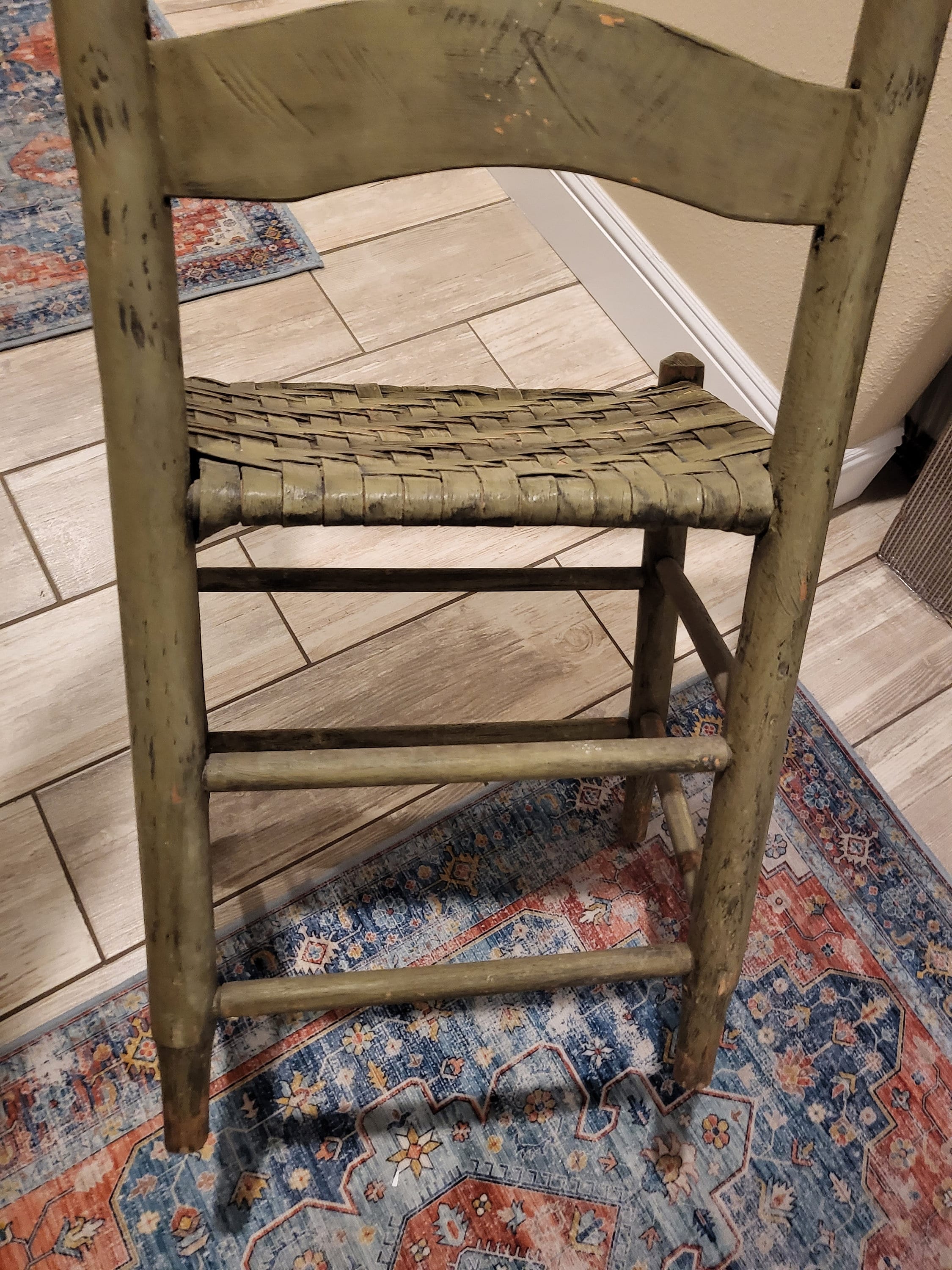 Antique Ladder Back Woven Seat Chair - Etsy