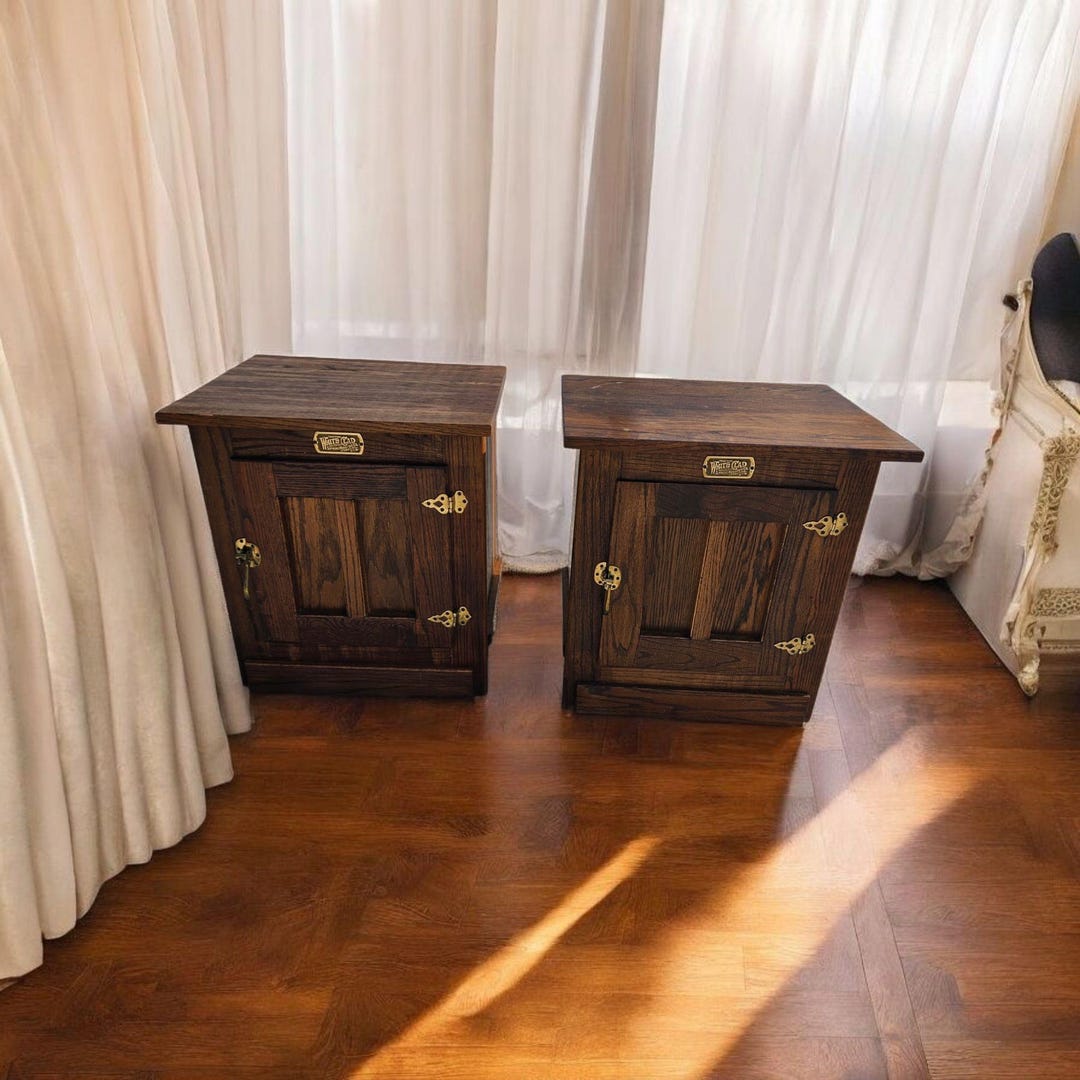 Pair of Vintage White Clad Solid Wood Nightstands - Etsy