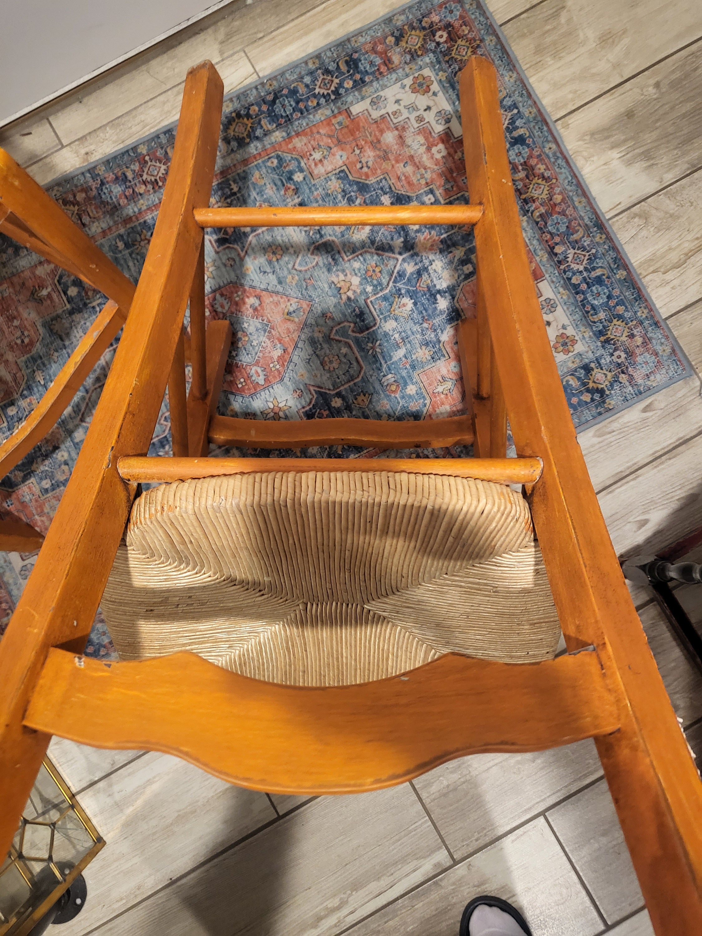 Vintage Rush Seat Ladder Back Bar Height Chairs - Etsy