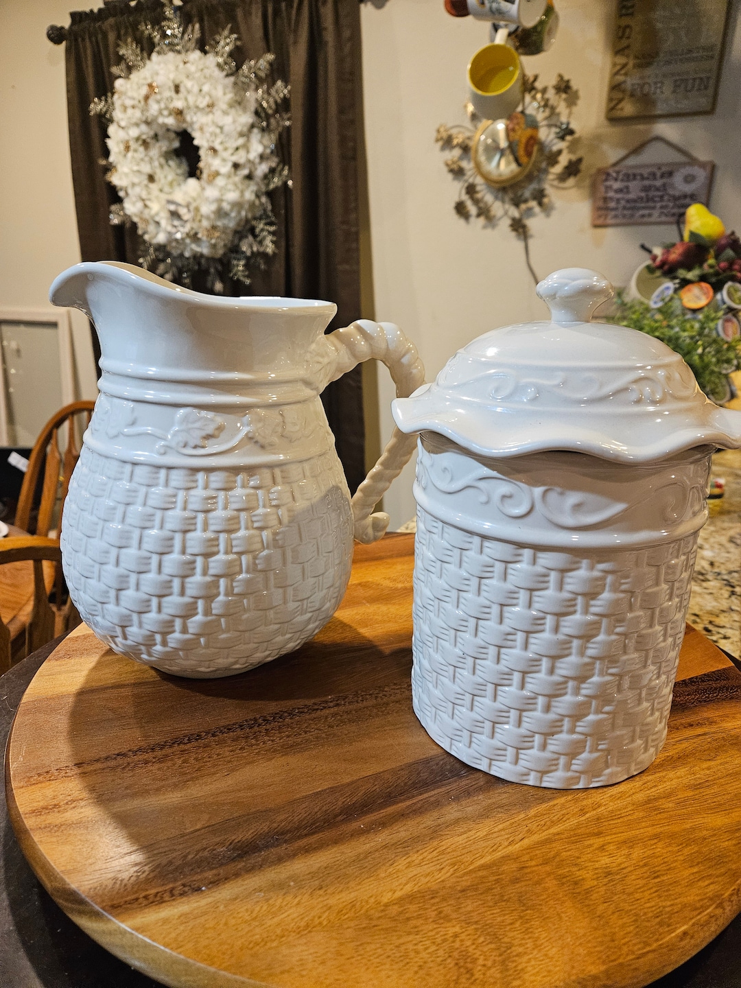 Vintage Celebrating Home Pitcher and Home & Garden Party Canister - Etsy