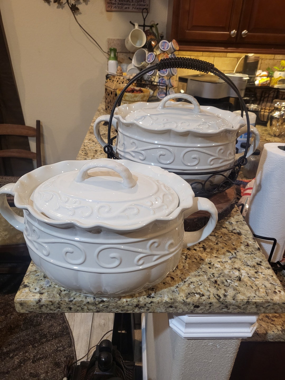 2 Vintage Celebrating Home Crocks With Metal Carrier - Etsy