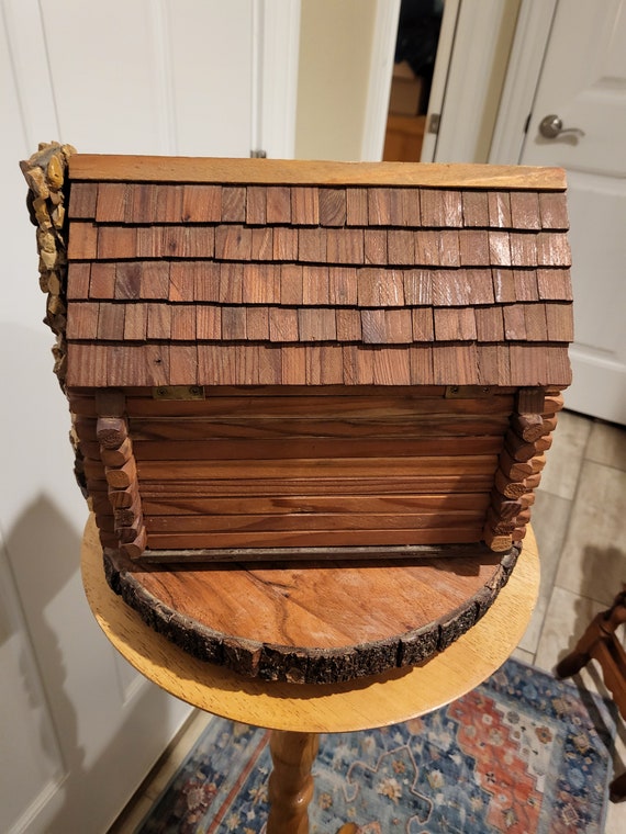 Antique Log Cabin Jewelry Box - Gem