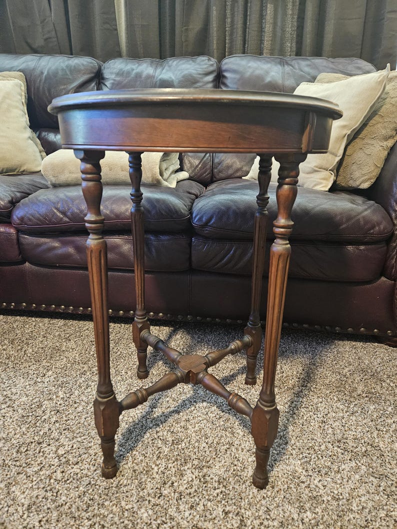Antique Round Side Table - Etsy