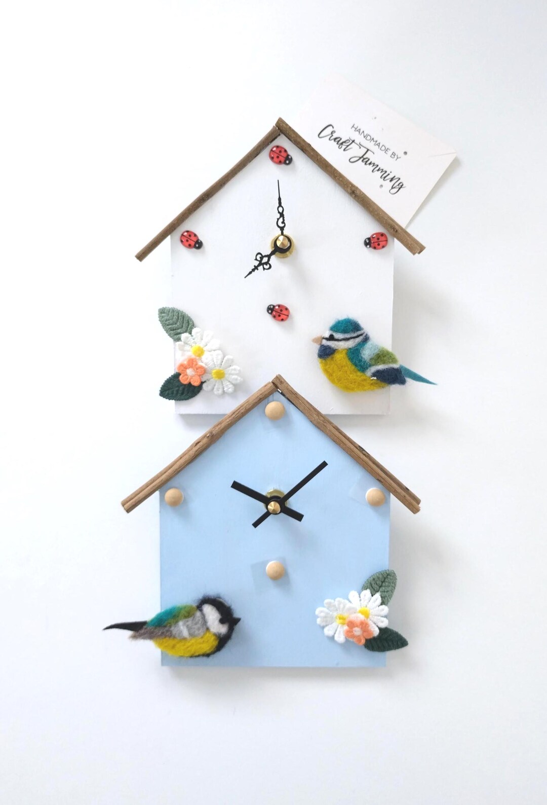 Blue Garden Bird House Clock, Wedding/ Housewarming/ Anniversary Unique ...