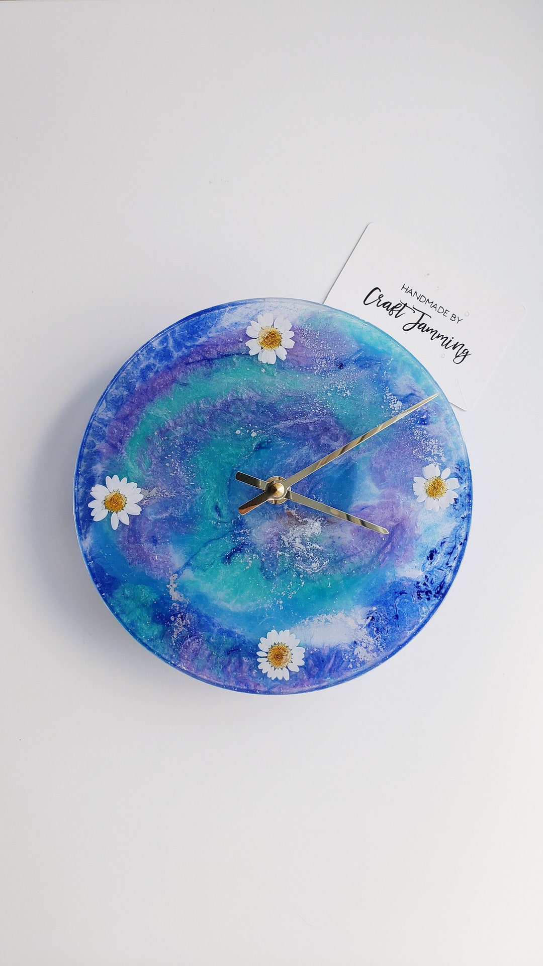 Blue Daisy Clock 18cm Wedding/ Housewarming/ Anniversary/ - Etsy