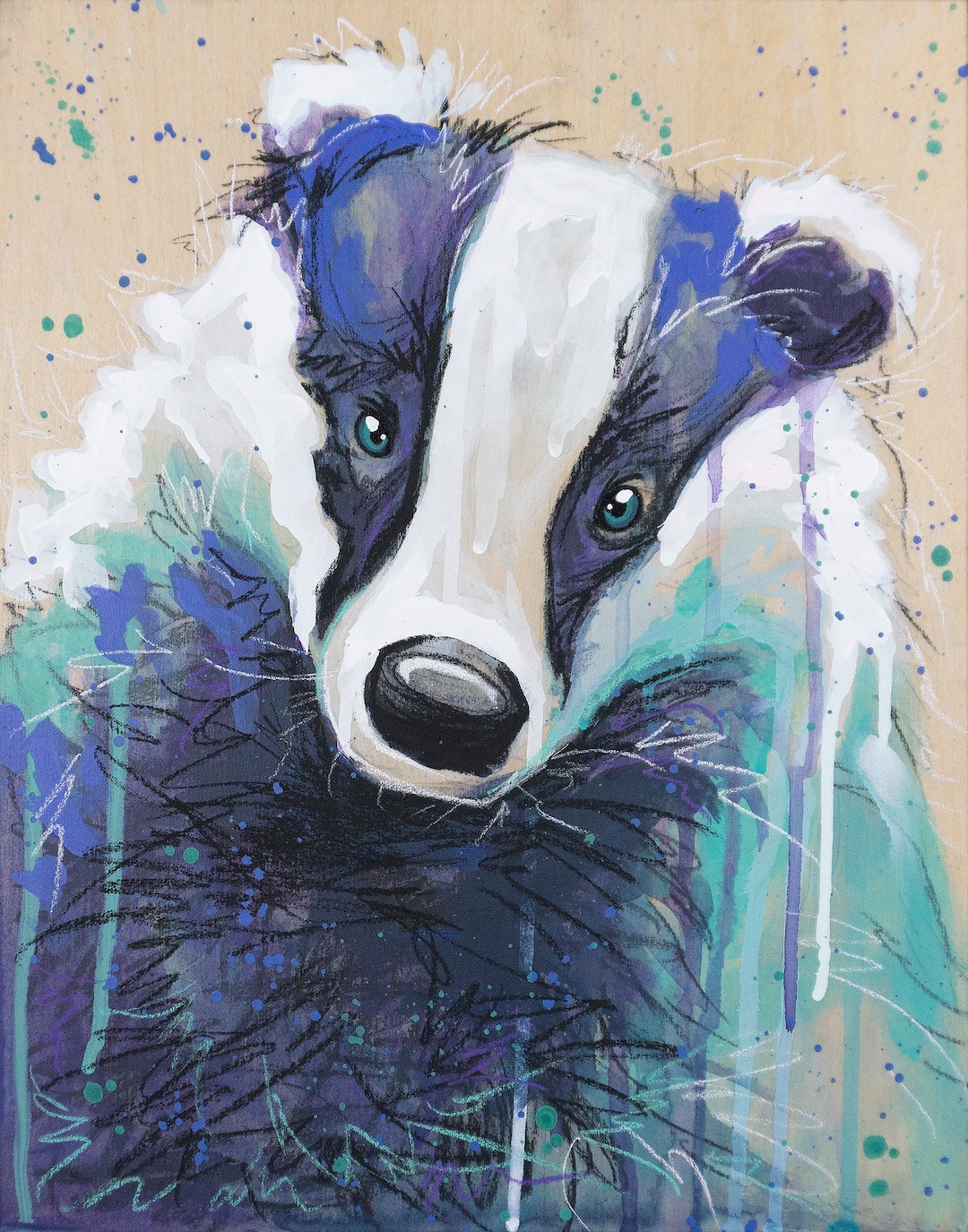 Badger Art Print, Colorful Animal Painting, Nursery Decor - Etsy