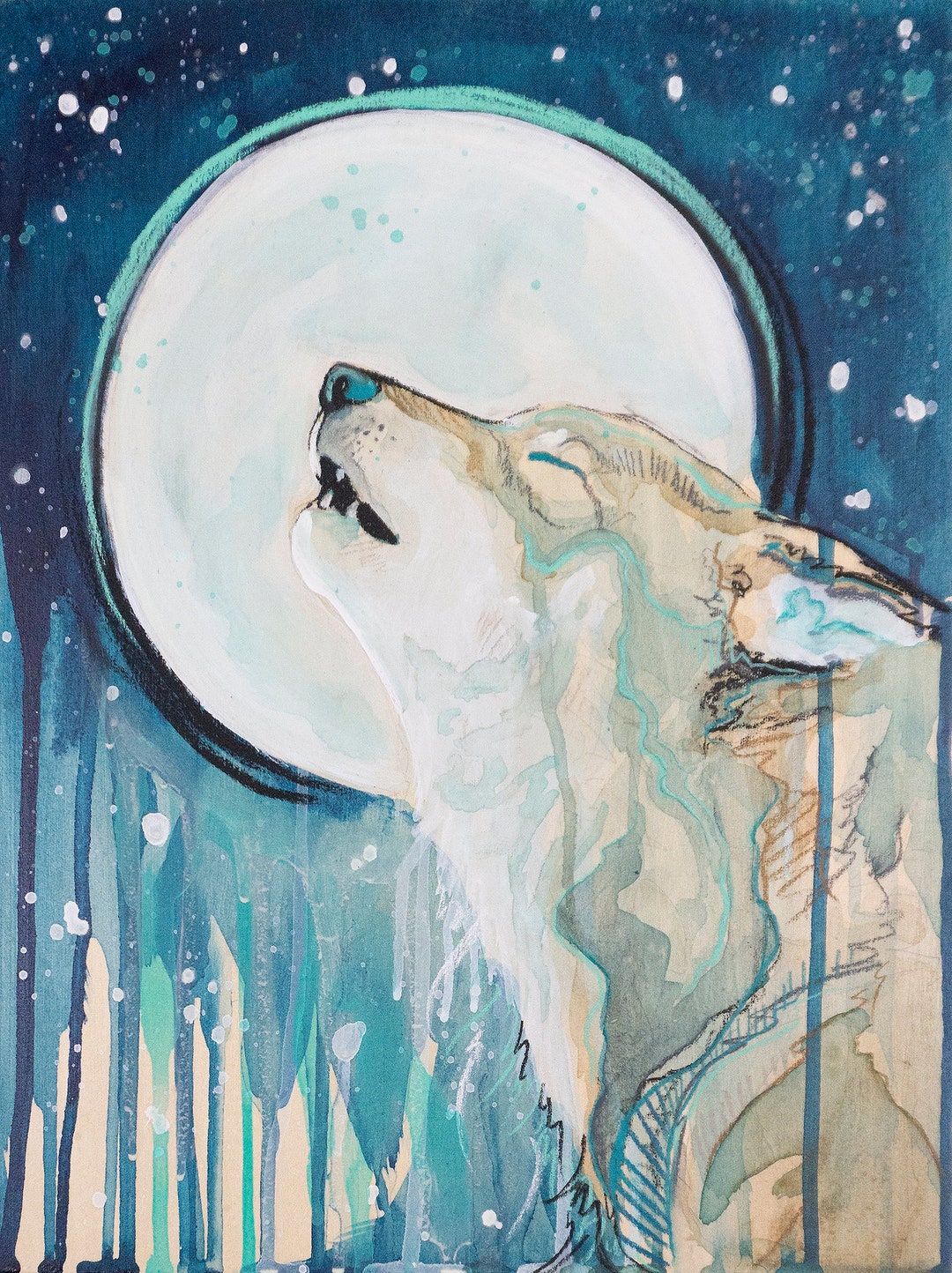 Wolf Howling at Moon Art Print, Nursery Decor - Etsy