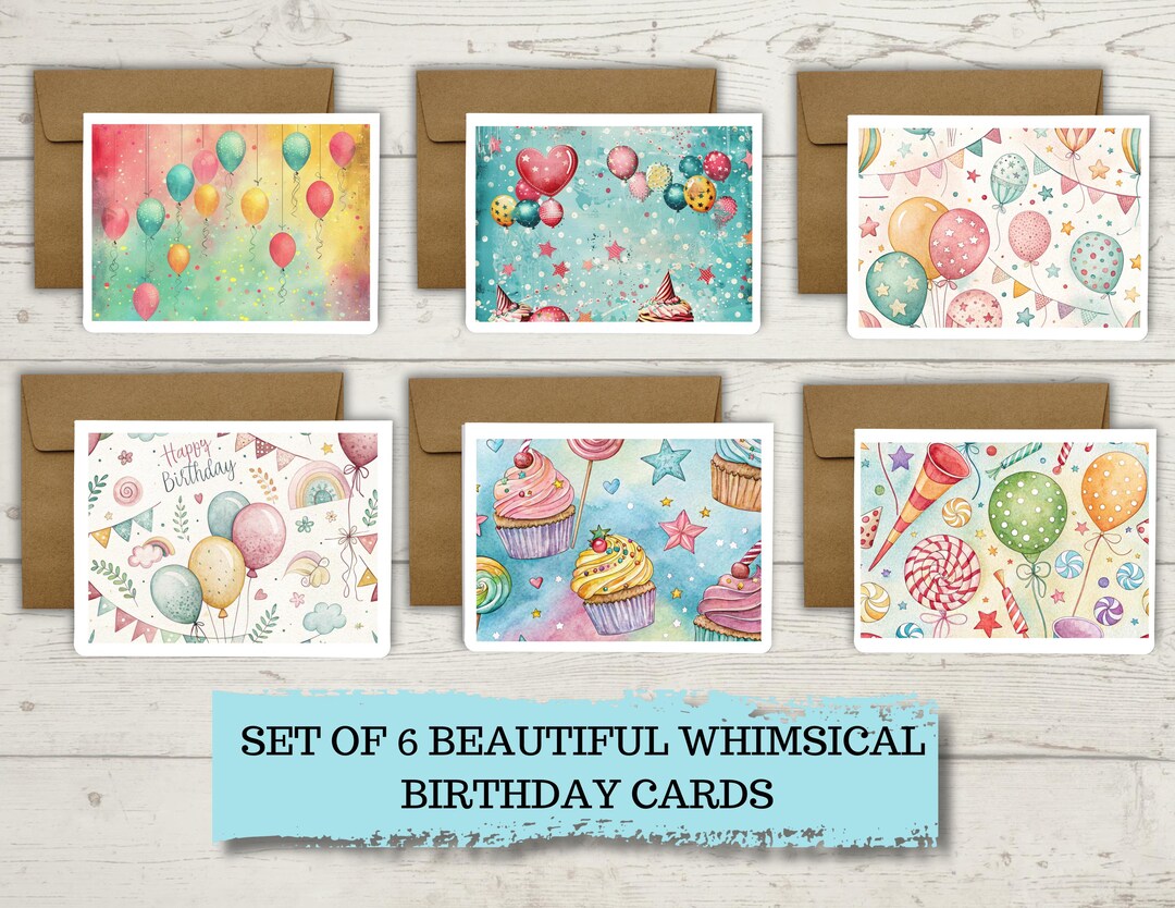 Happy Birthday Card Assortment Pack - 6 Pack Birthday Note Cards With ...