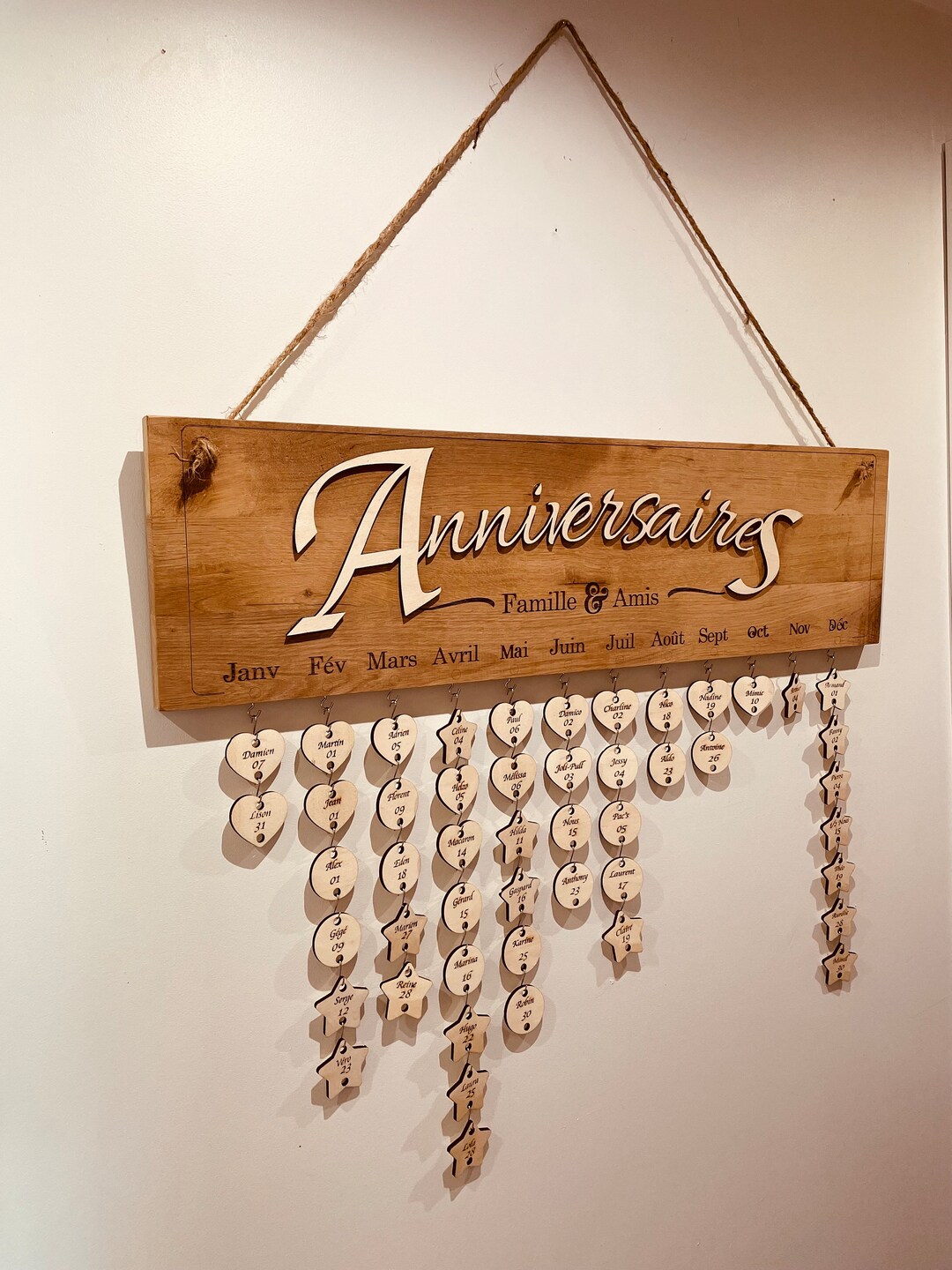 XXL Wooden Birthday Calendar, Wooden Hanging Decoration, Family and ...