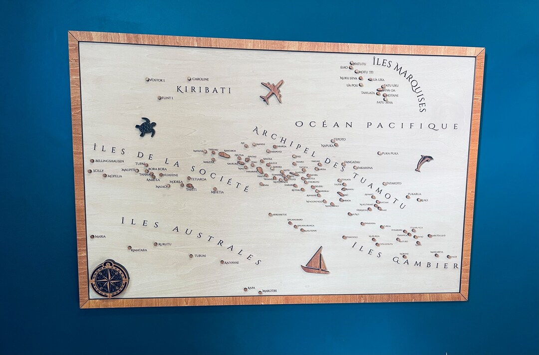 Polynesia Wall Map, Wall Decoration, Pacific Islands, Wall Art ...